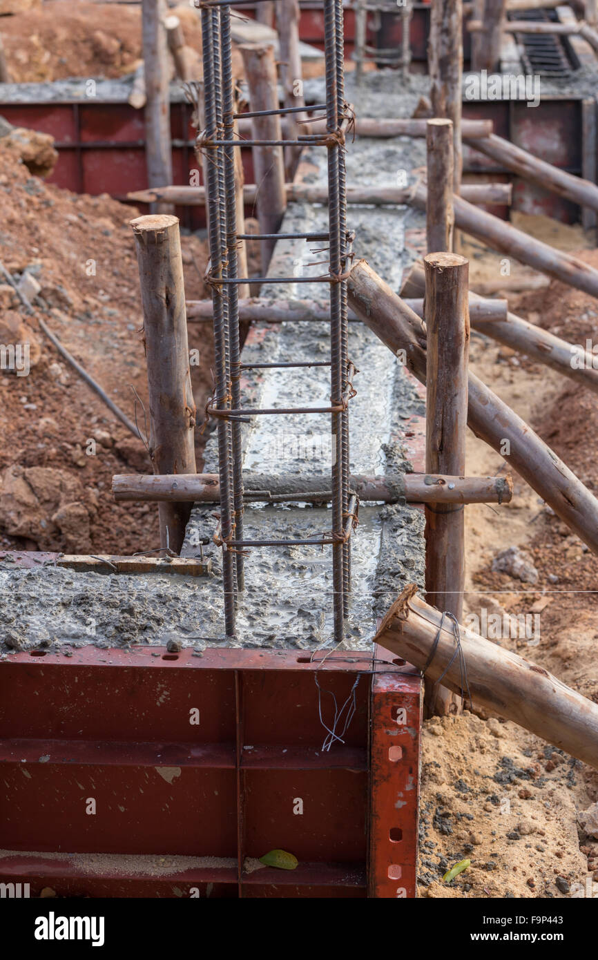 pillar and beam being constructed at the construction site Stock Photo ...