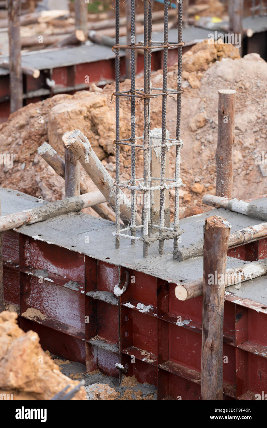 pillar and beam being constructed at the construction site Stock Photo ...