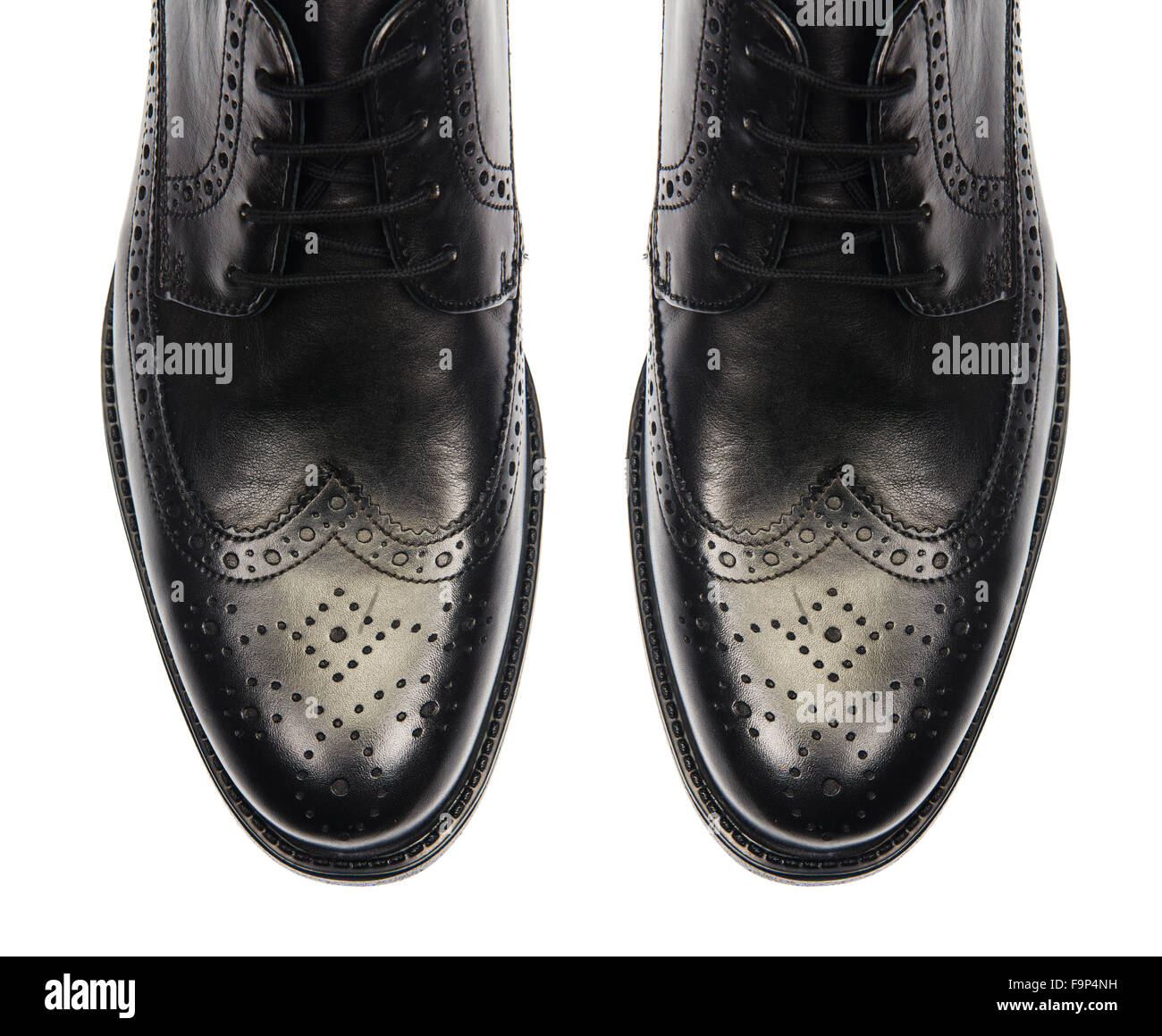 Tip of male shoes isolated on white Stock Photo - Alamy