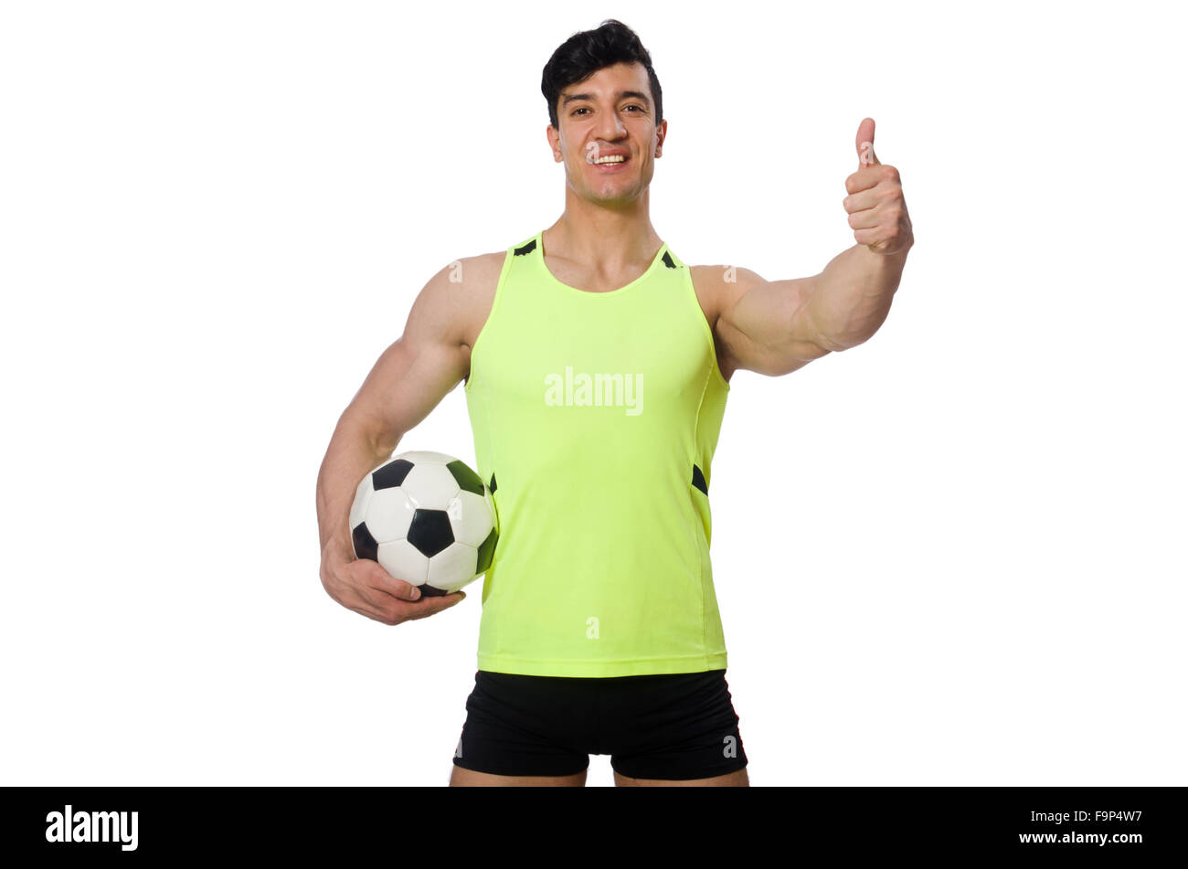 Man with football isolated on white Stock Photo - Alamy