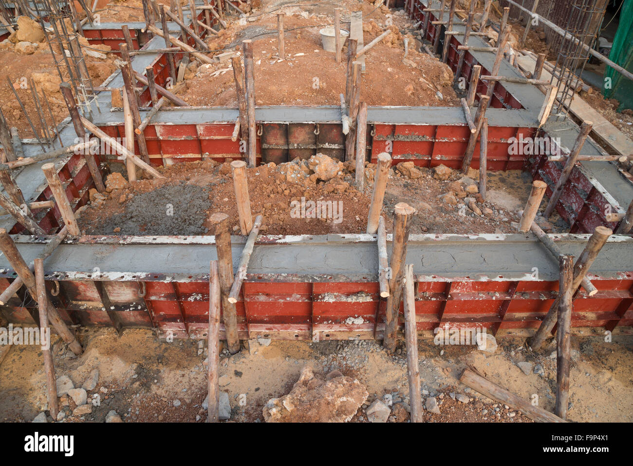 pillar and beam being constructed at the construction site Stock Photo ...