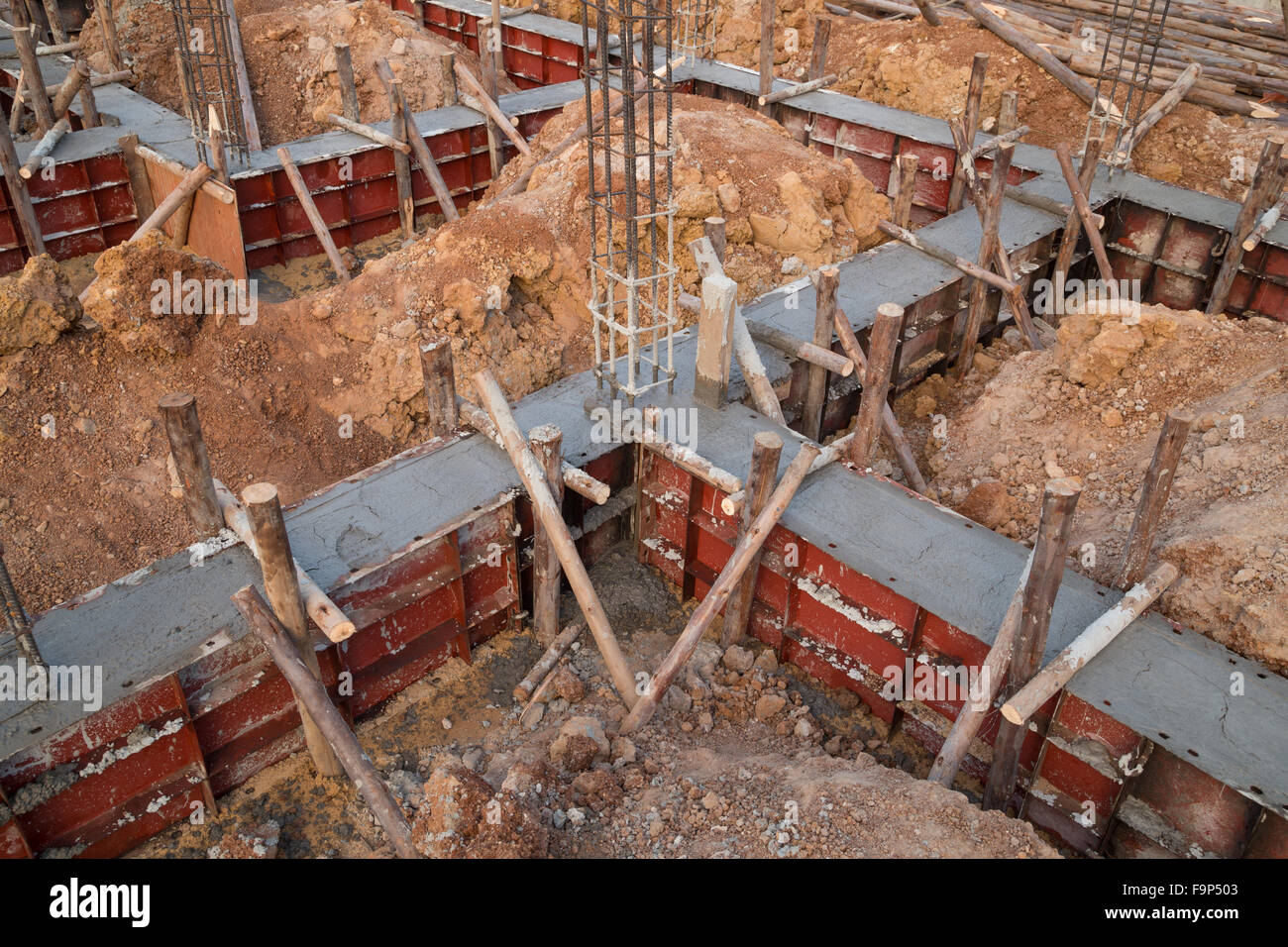 pillar and beam being constructed at the construction site Stock Photo ...
