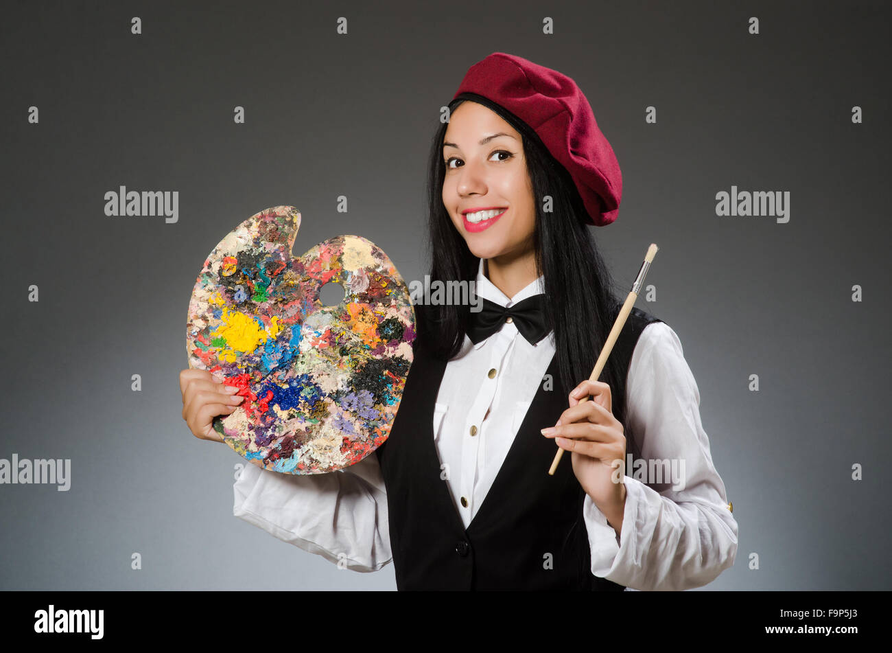 Funny artist working in the studio Stock Photo - Alamy