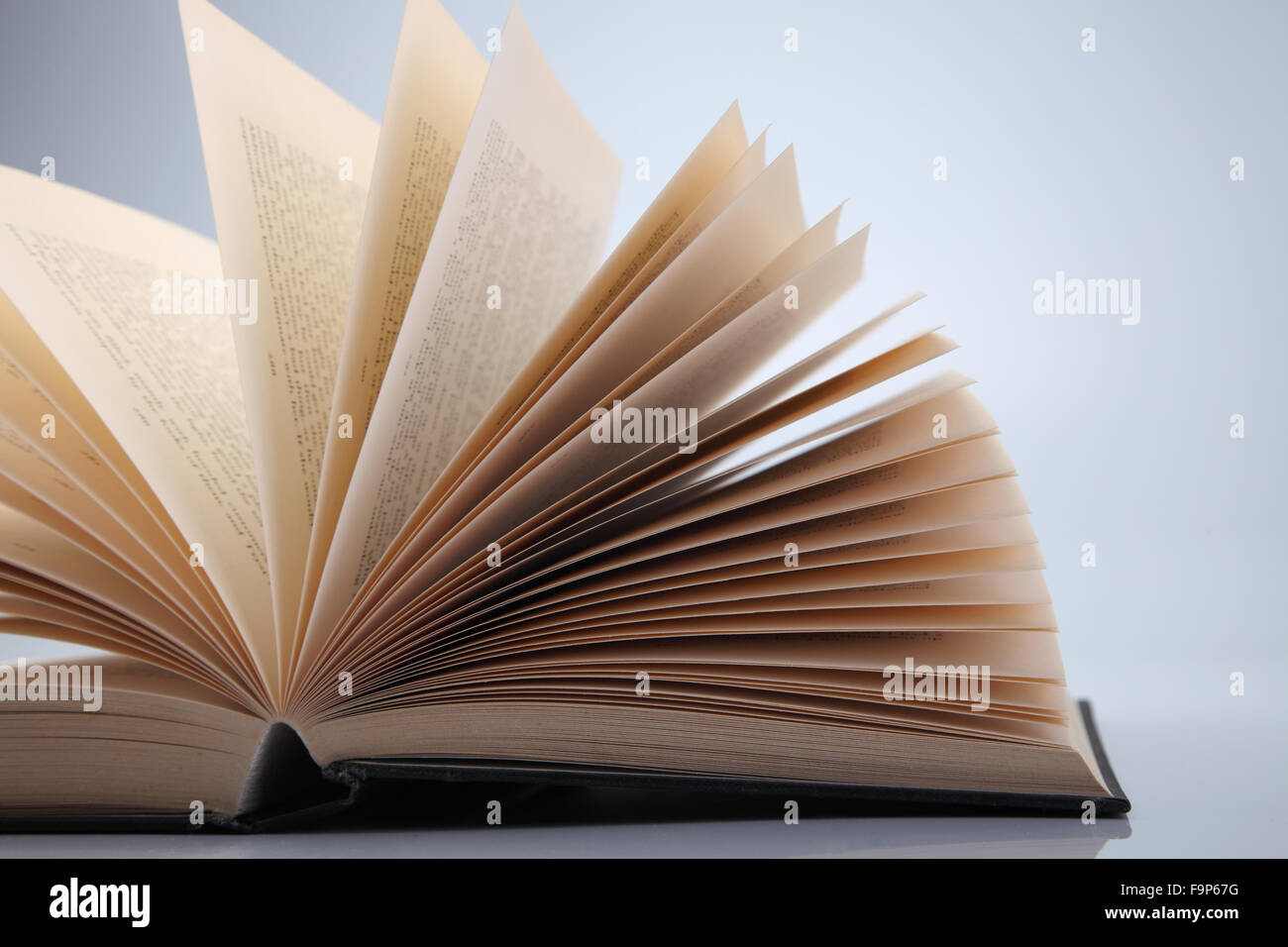 Fanned book pages close up Stock Photo - Alamy