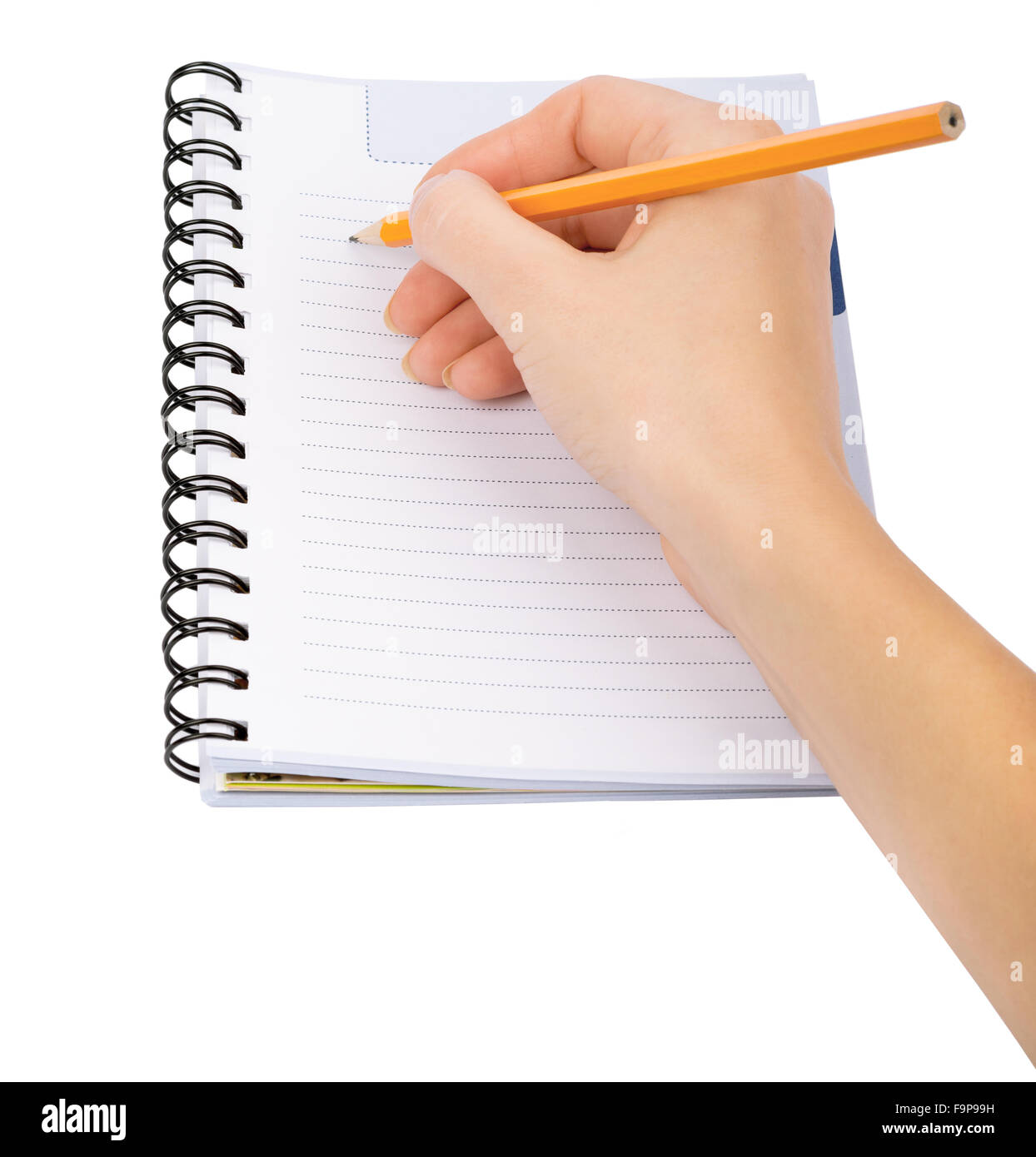 Hand writing in pad Stock Photo - Alamy