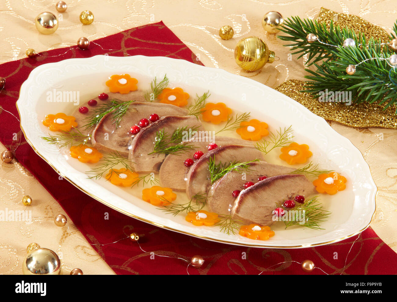 Beef tangue aspic Stock Photo - Alamy