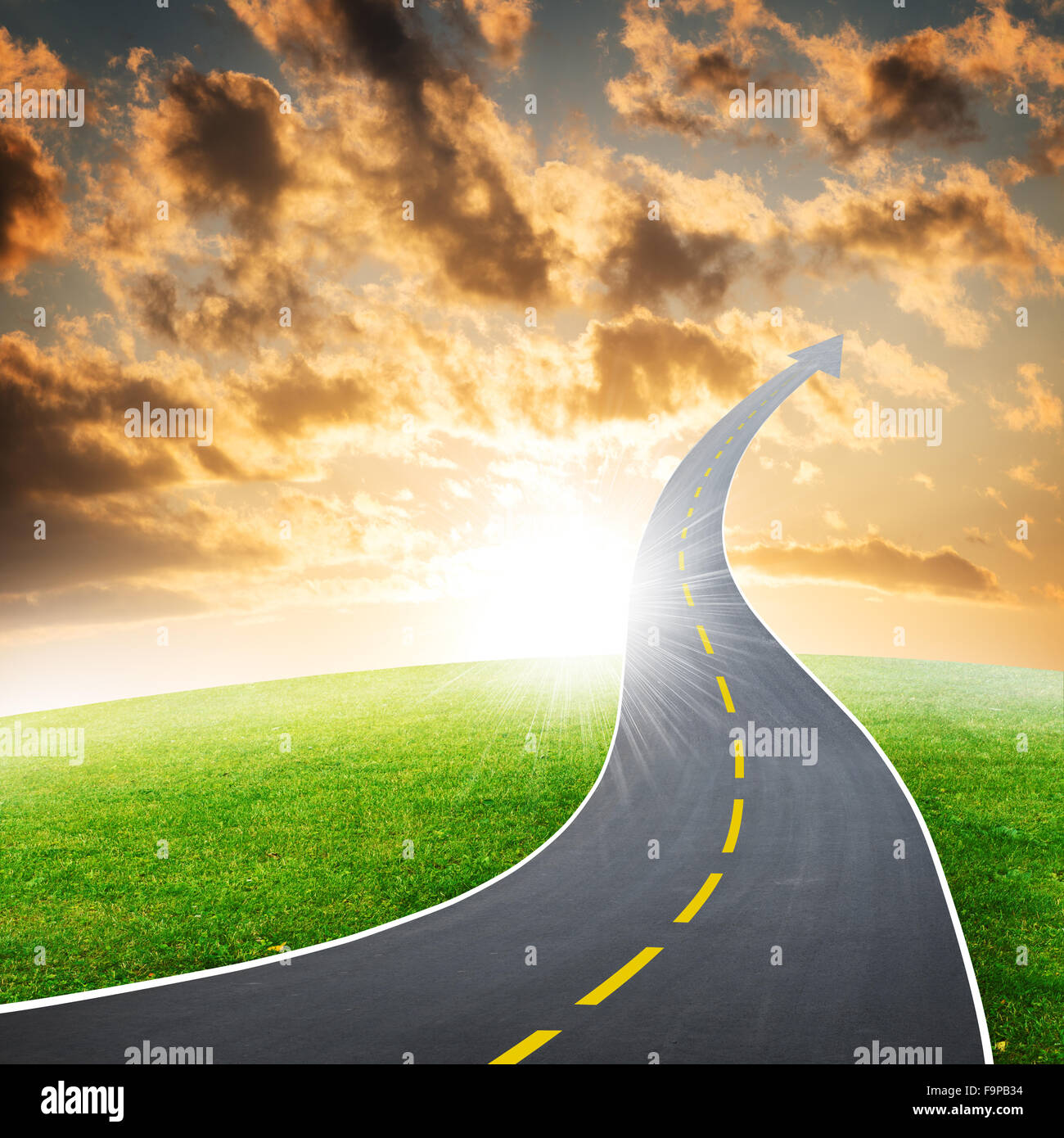 Highway road going up as an arrow Stock Photo - Alamy