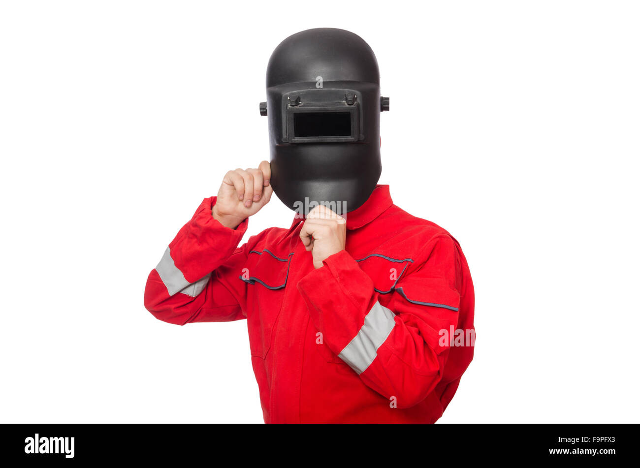 Funny welder isolated on white Stock Photo - Alamy