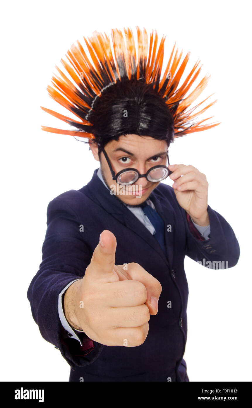 Funny man with mohawk hairstyle Stock Photo - Alamy