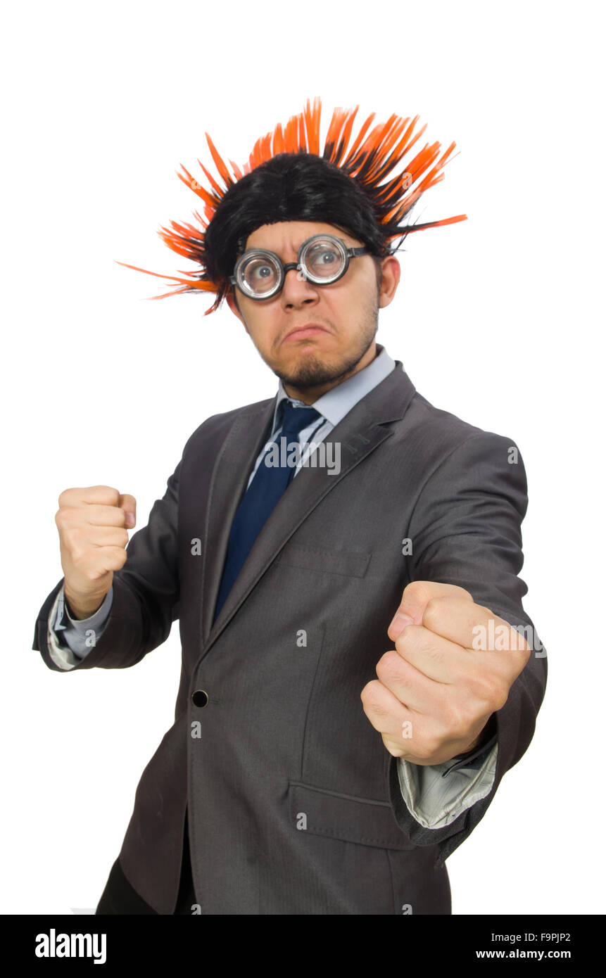Funny man with mohawk hairstyle Stock Photo - Alamy