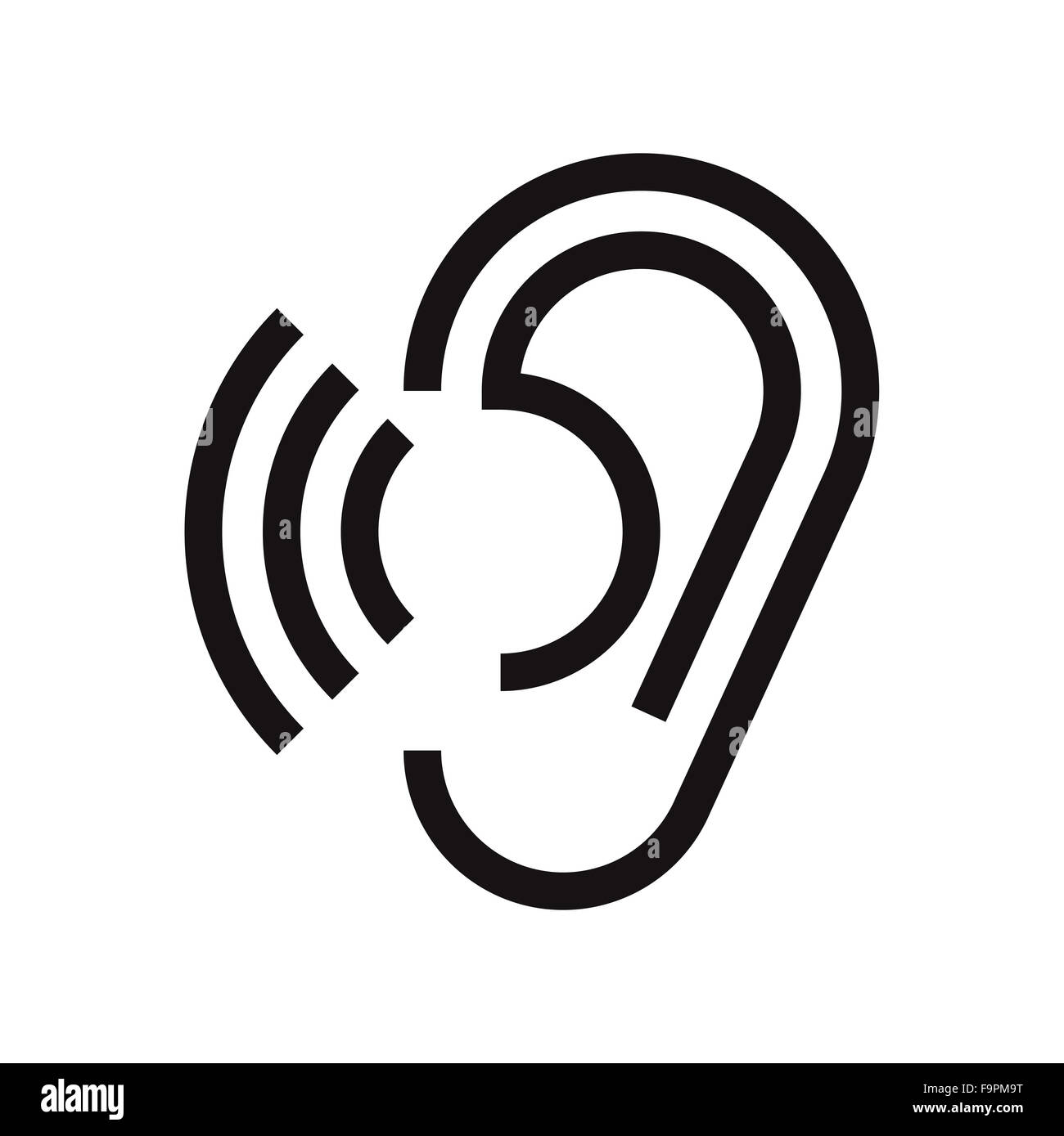 Ear icon. Hearing symbol isolated on white background Stock Photo - Alamy