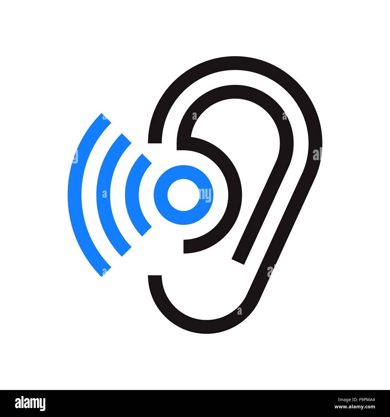 Ear icon. Hearing symbol isolated on white background Stock Photo - Alamy