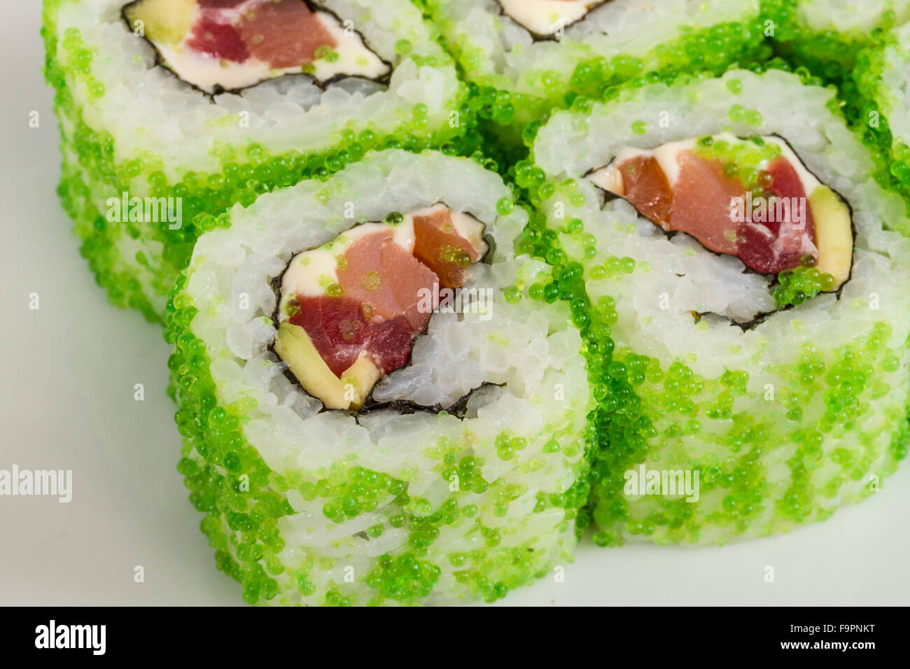 Tobiko Spicy Maki Sushi - Hot Roll with various type of Tobiko (flying ...