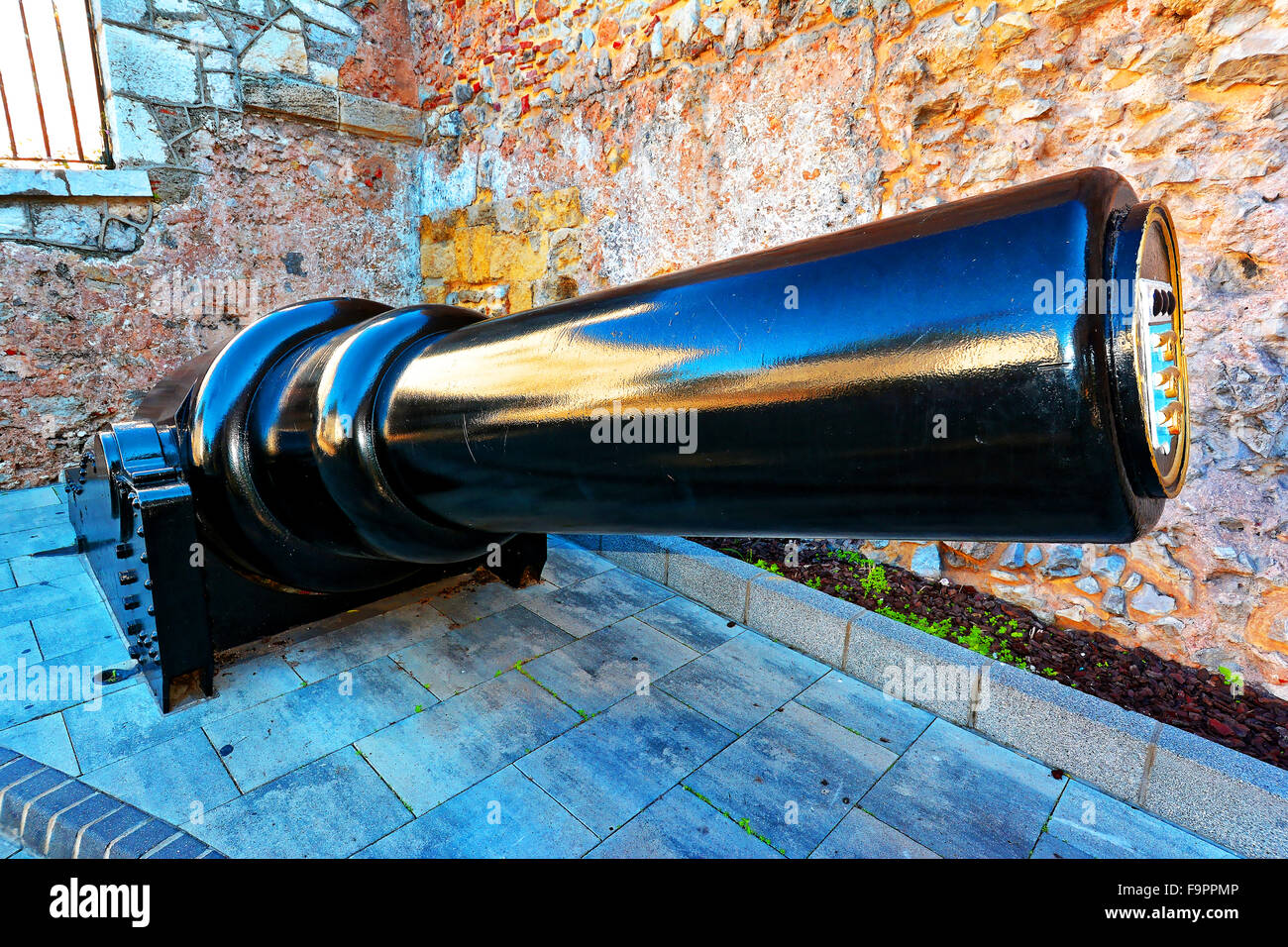 Gibraltar historic artillery black cannon gun Stock Photo - Alamy