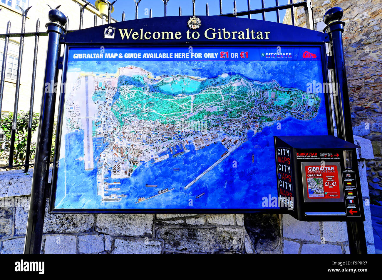 Gibraltar welcome tourist map dispenser hi-res stock photography and ...