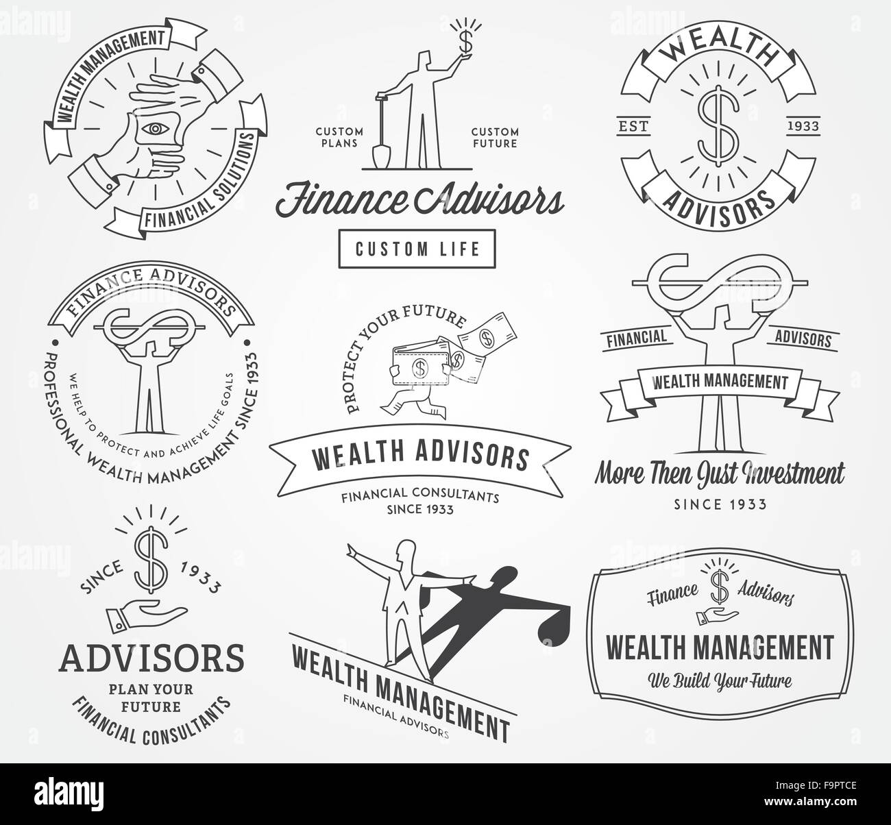 Wealth managment advisors badges and crests for any use Stock Vector ...