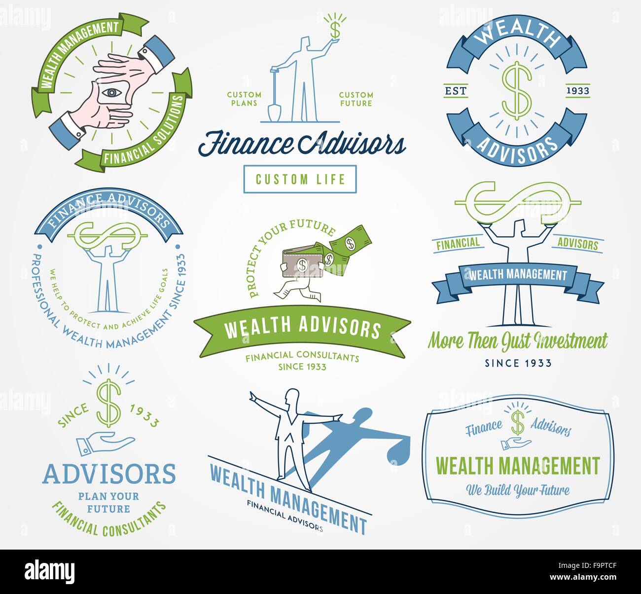 Wealth managment advisors badges and crests for any use Stock Vector ...