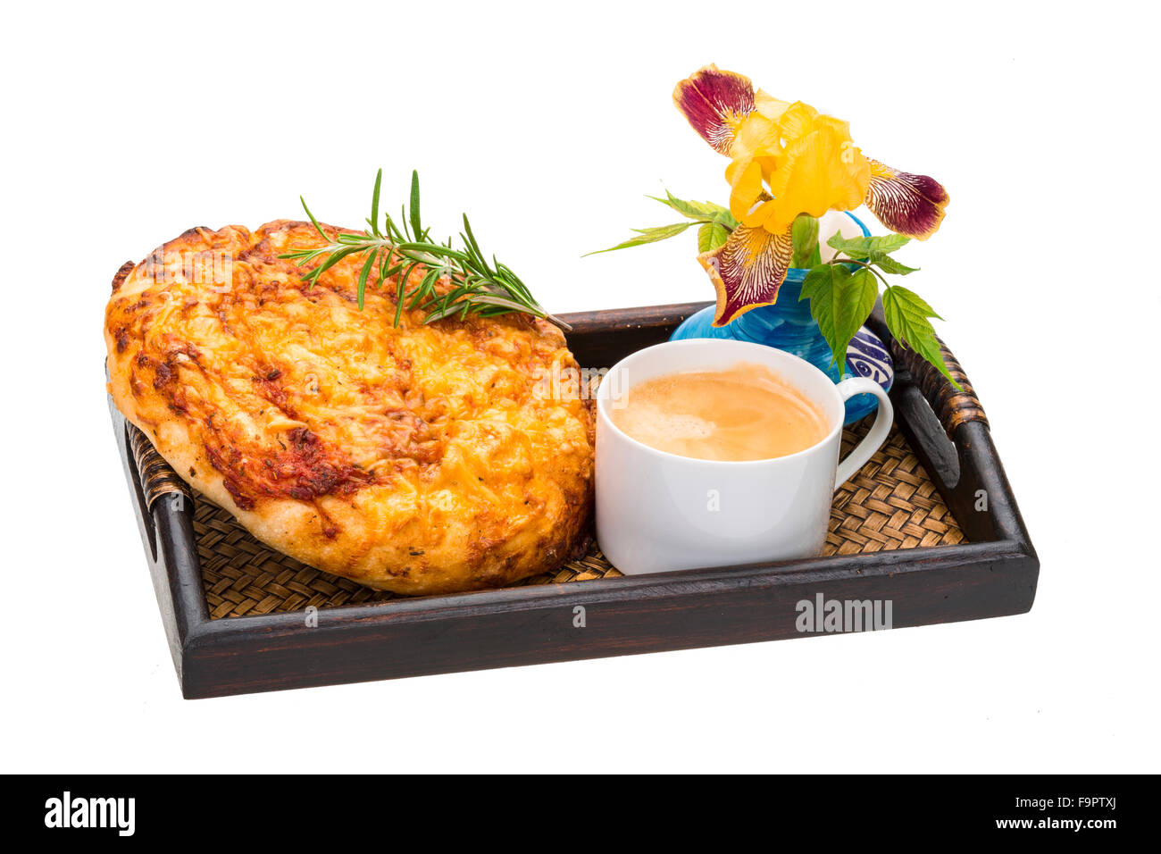 Breakfast with coffee and ciabatta isolated Stock Photo - Alamy