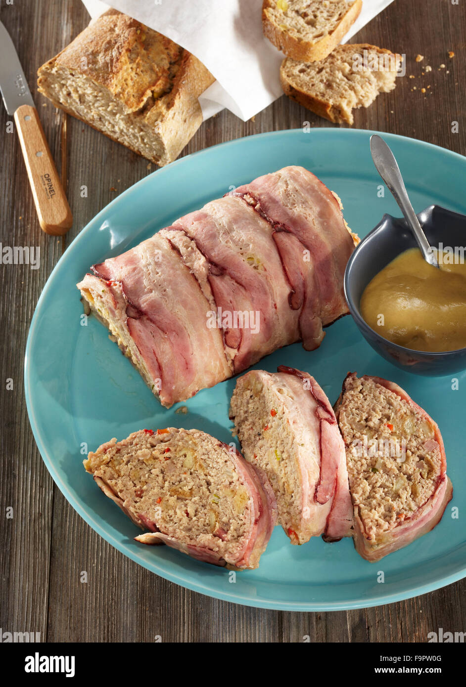 Bacon wrapped meatloaf Stock Photo - Alamy