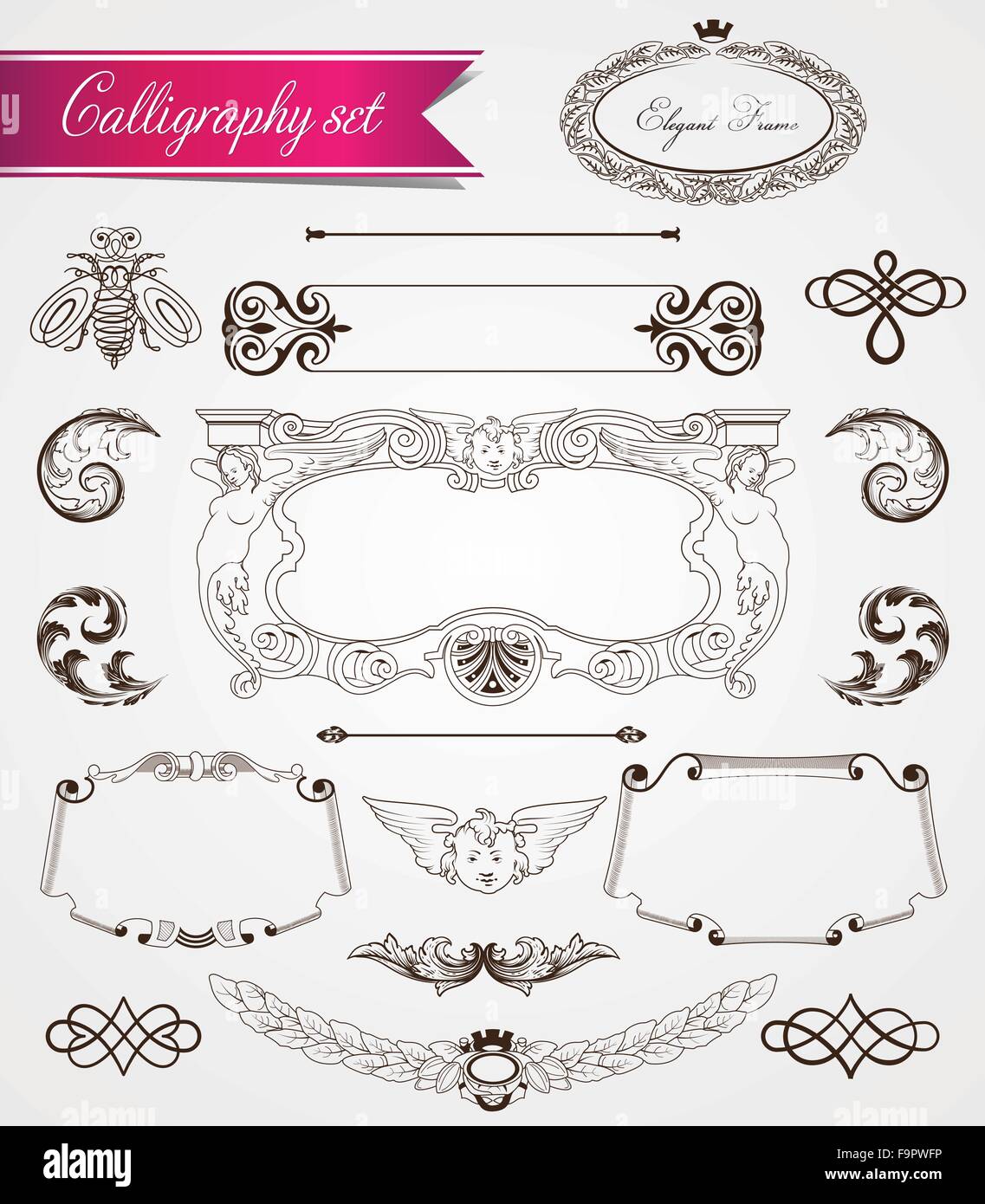 Vector calligraphy and vintage frames collection Stock Vector Image ...