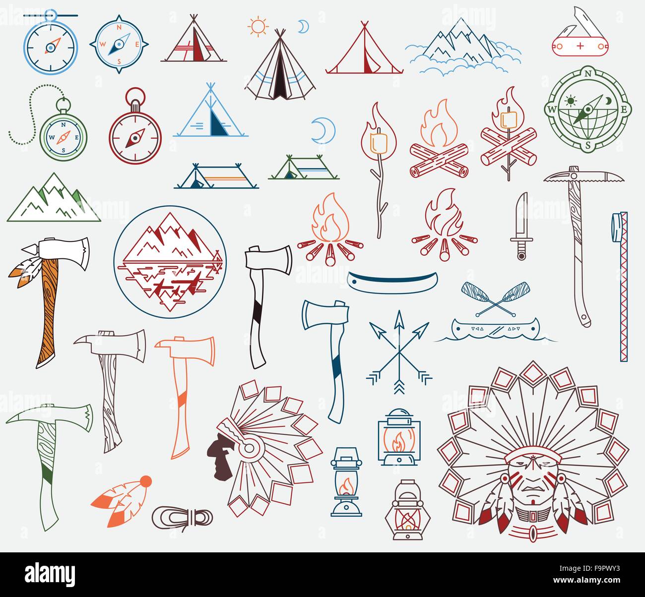 Survival and camping vector signs and symbols Stock Vector Image & Art ...