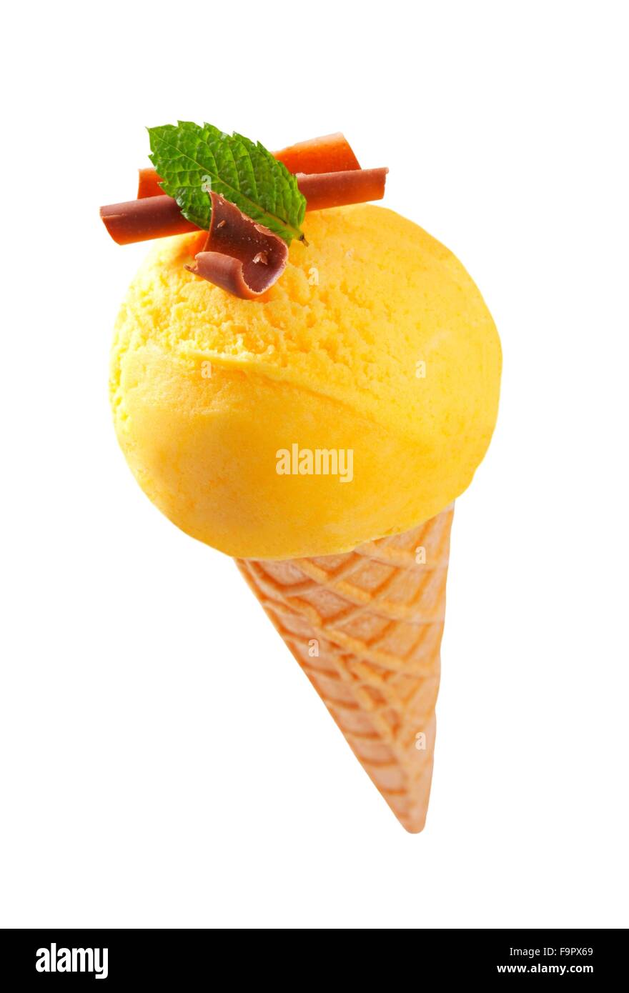 Yellow ice cream cone isolated Cut Out Stock Images & Pictures - Alamy