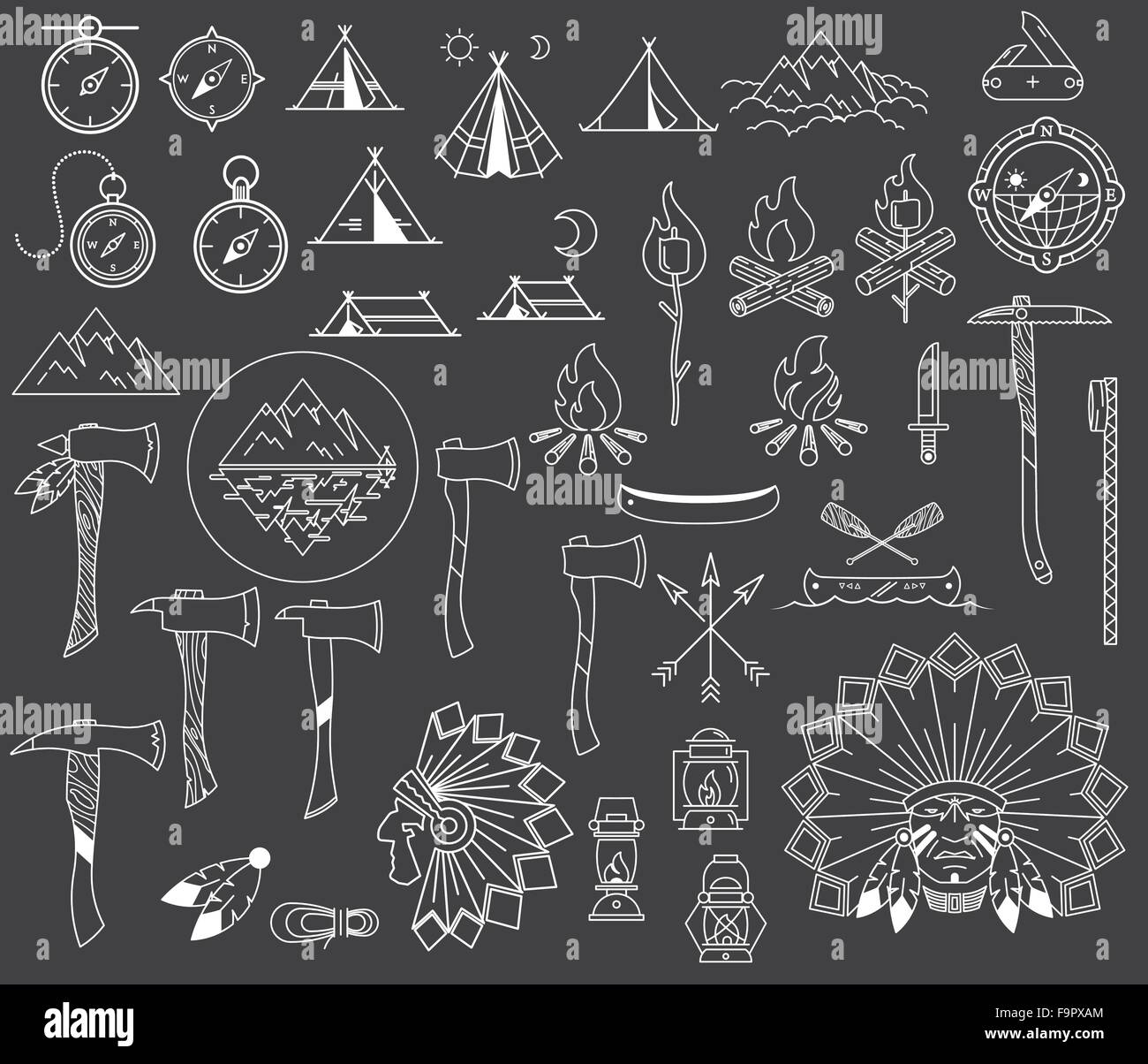 Survival and camping vector signs and symbols Stock Vector Image & Art ...
