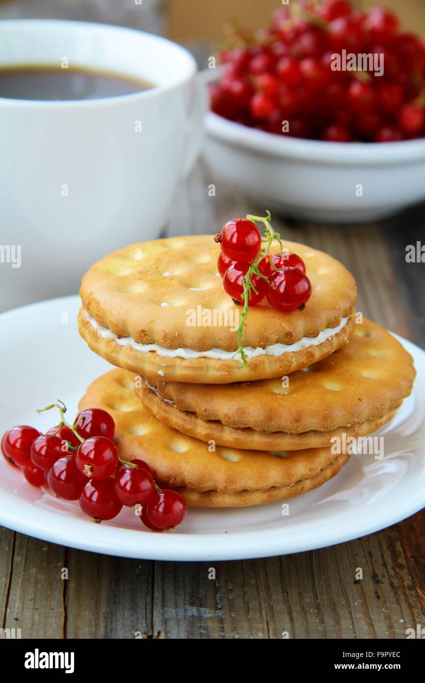 sweet biscuits with fresh currant for dessert Stock Photo - Alamy