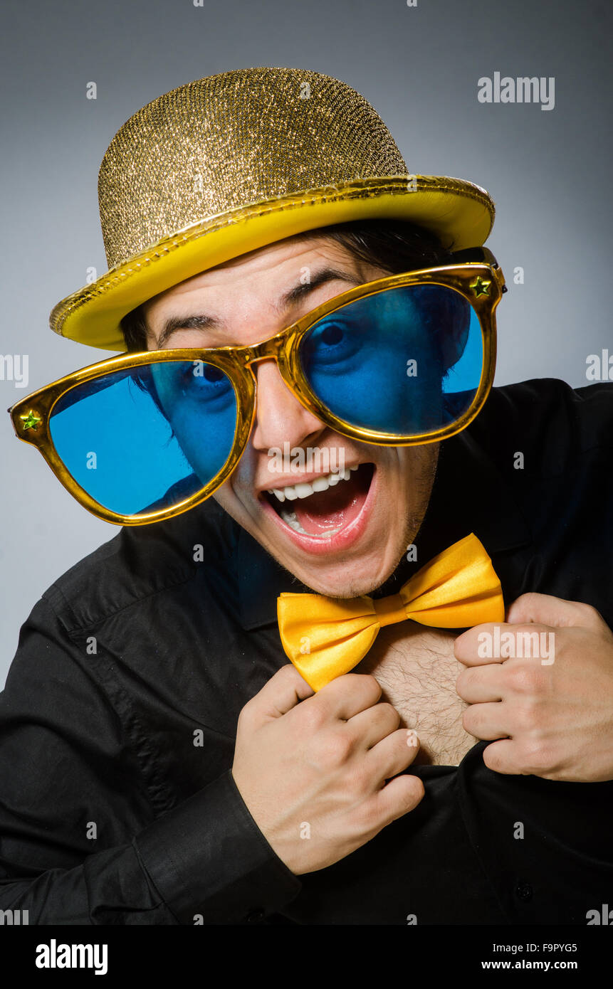 Funny man with vintage hat Stock Photo - Alamy