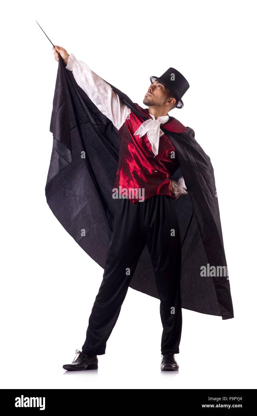 Man magician isolated on white Stock Photo, Royalty Free Image ...