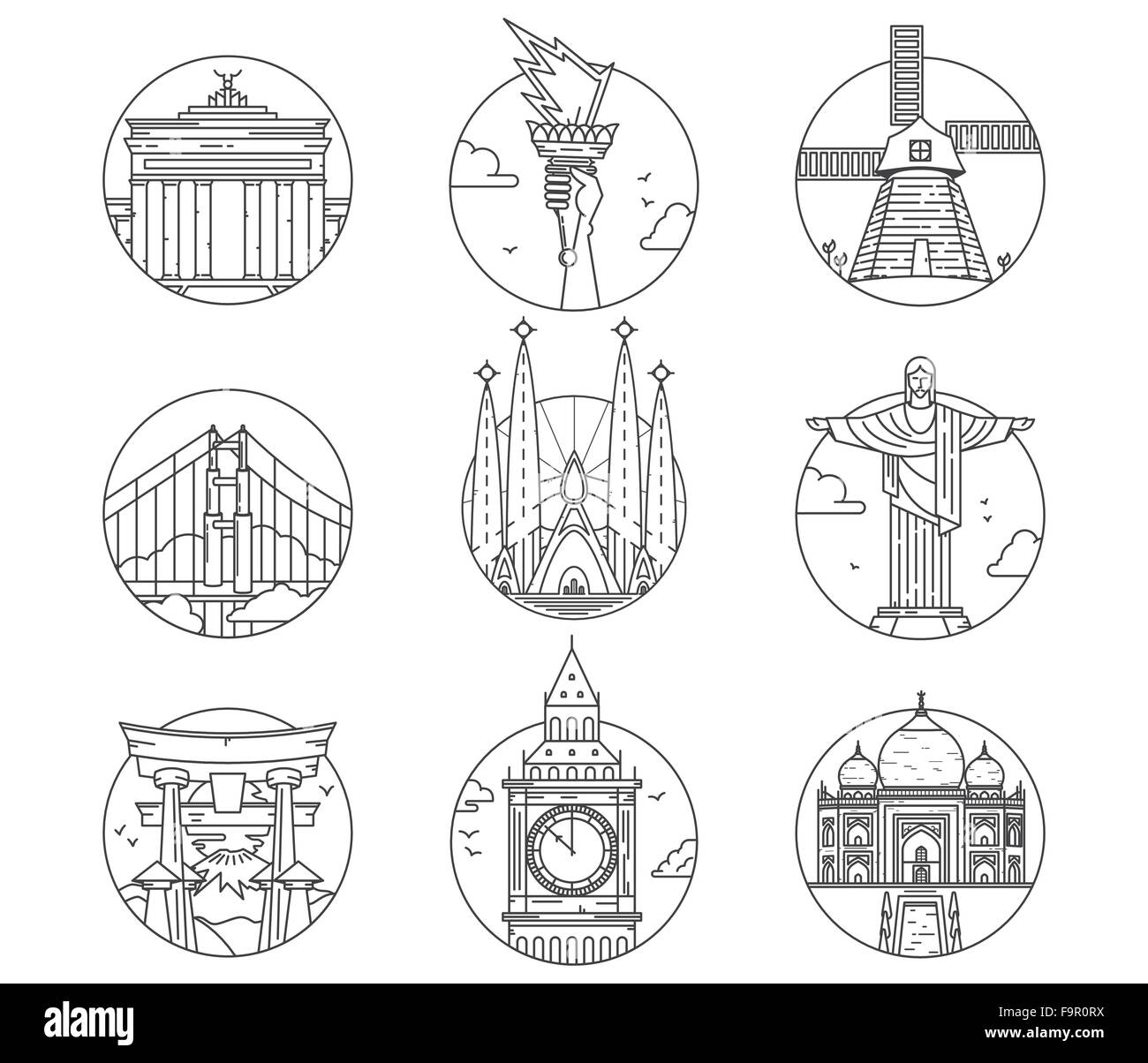World famous vector city icons Stock Vector Image & Art - Alamy