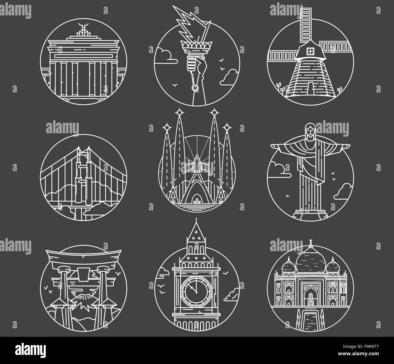 World famous vector city icons Stock Vector Image & Art - Alamy