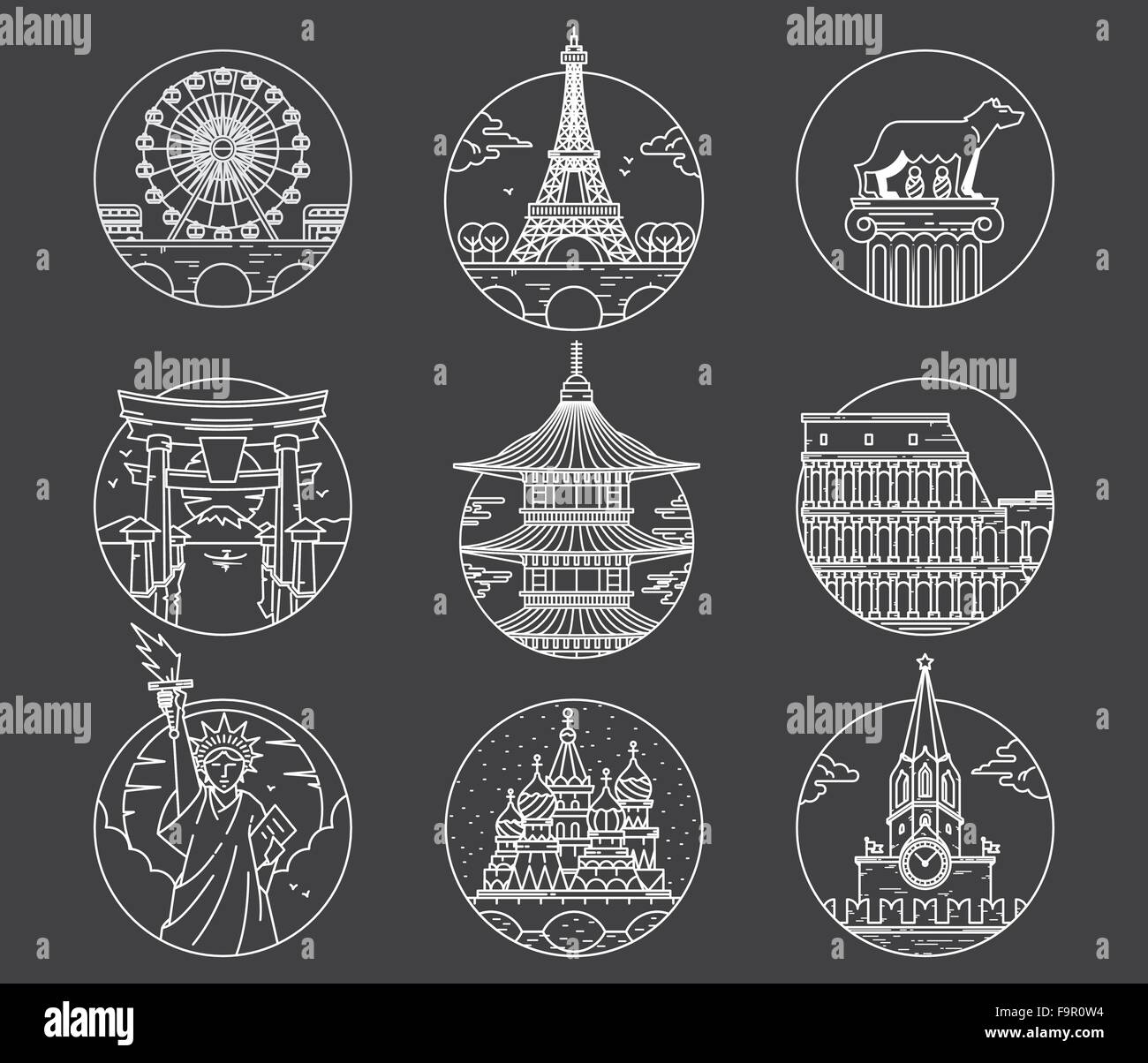 World famous vector city icons Stock Vector Image & Art - Alamy