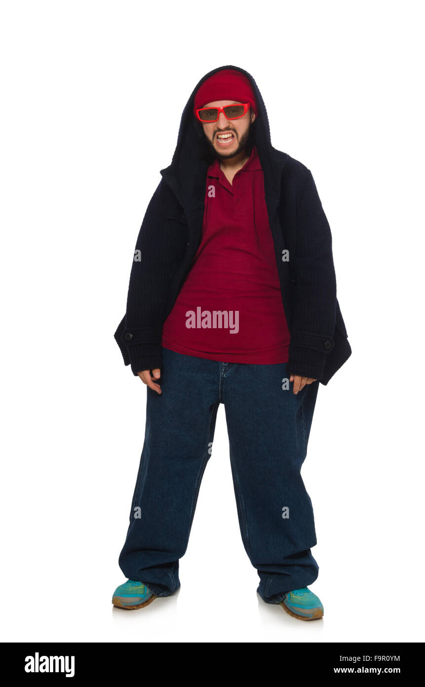 Overweight man isolated on the white Stock Photo - Alamy