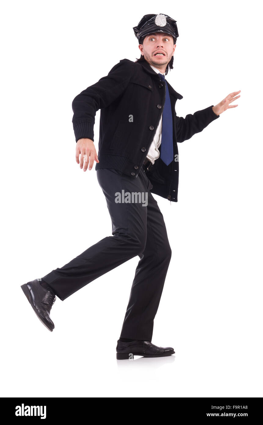 Police officer isolated on white Stock Photo - Alamy