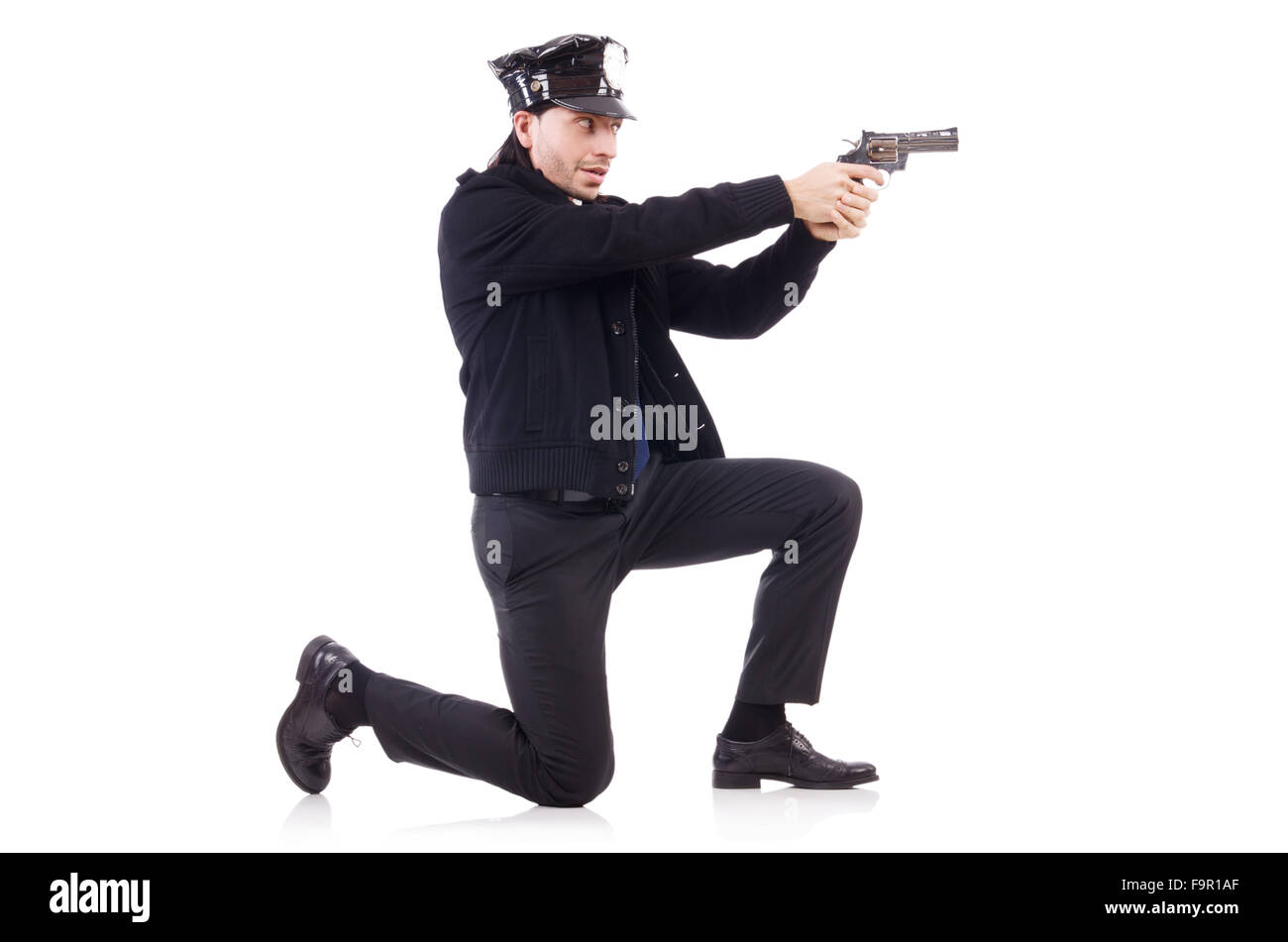 Police officer isolated on white Stock Photo - Alamy