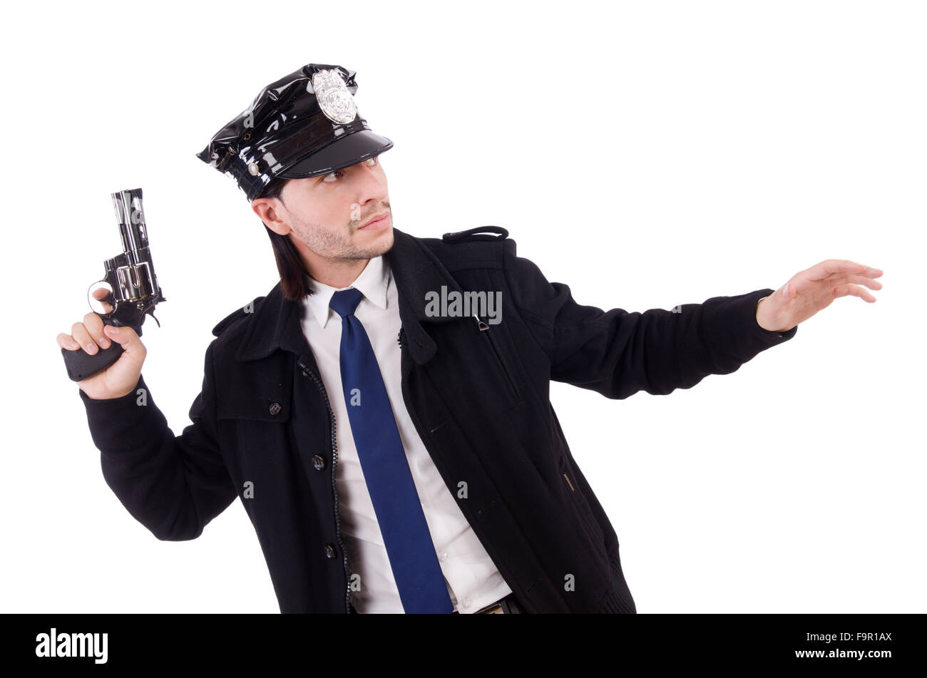Police officer isolated on white Stock Photo - Alamy