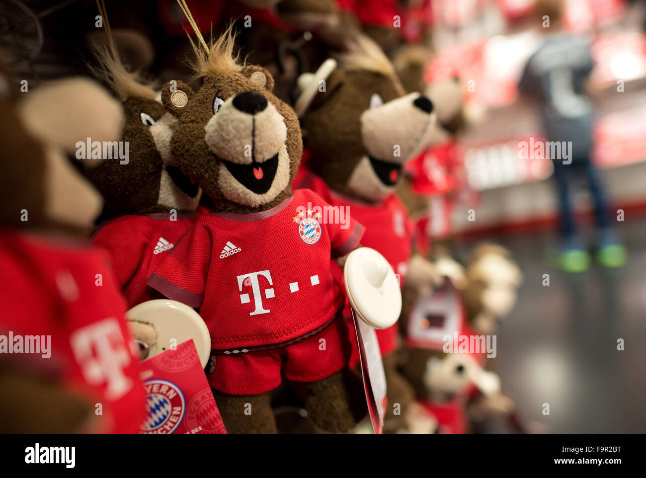 Munich, Germany. 17th Dec, 2015. Toy versions of mascot Berni all with ...