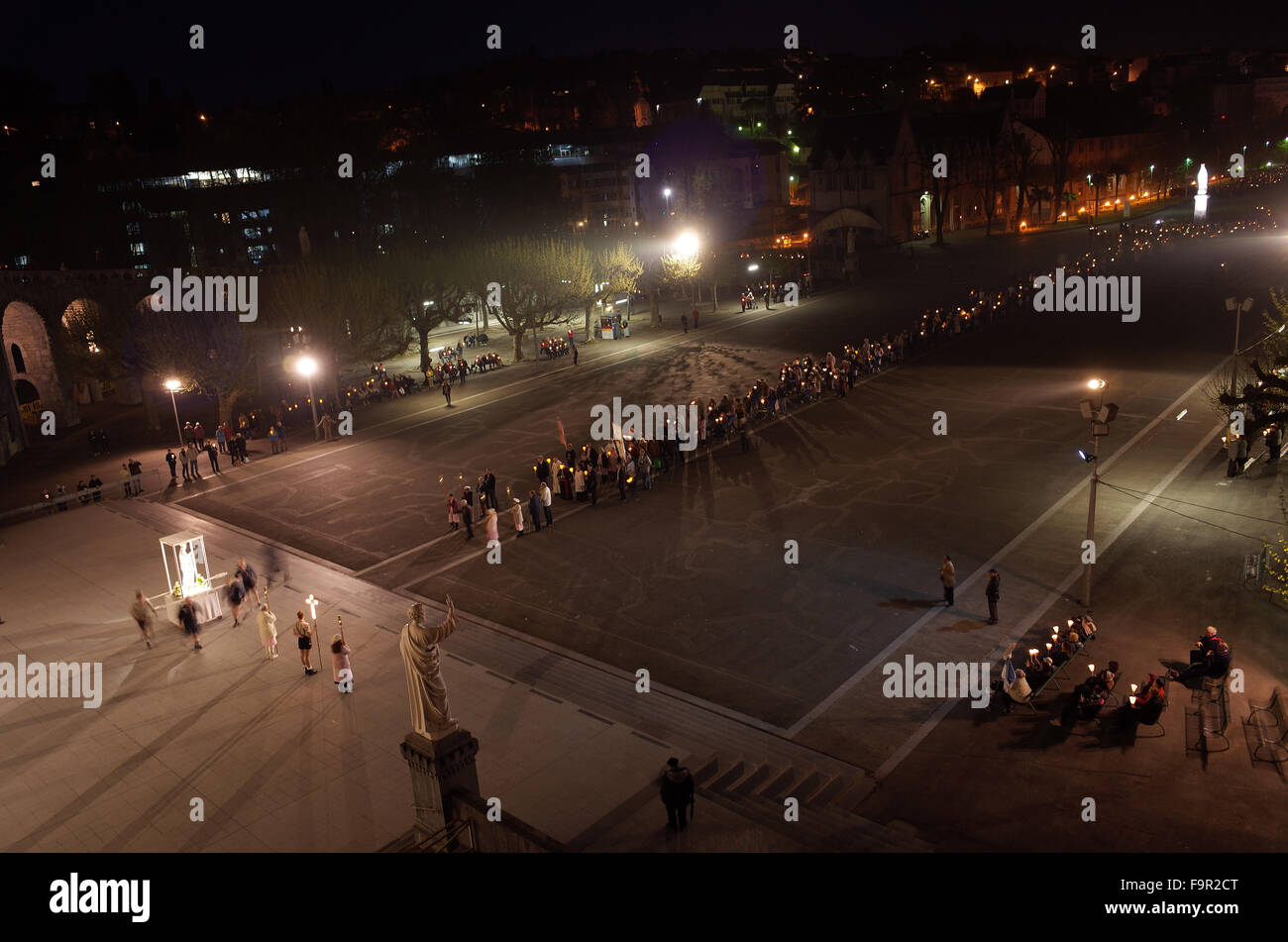 Lourdes sanctuary. Procession at night Stock Photo - Alamy