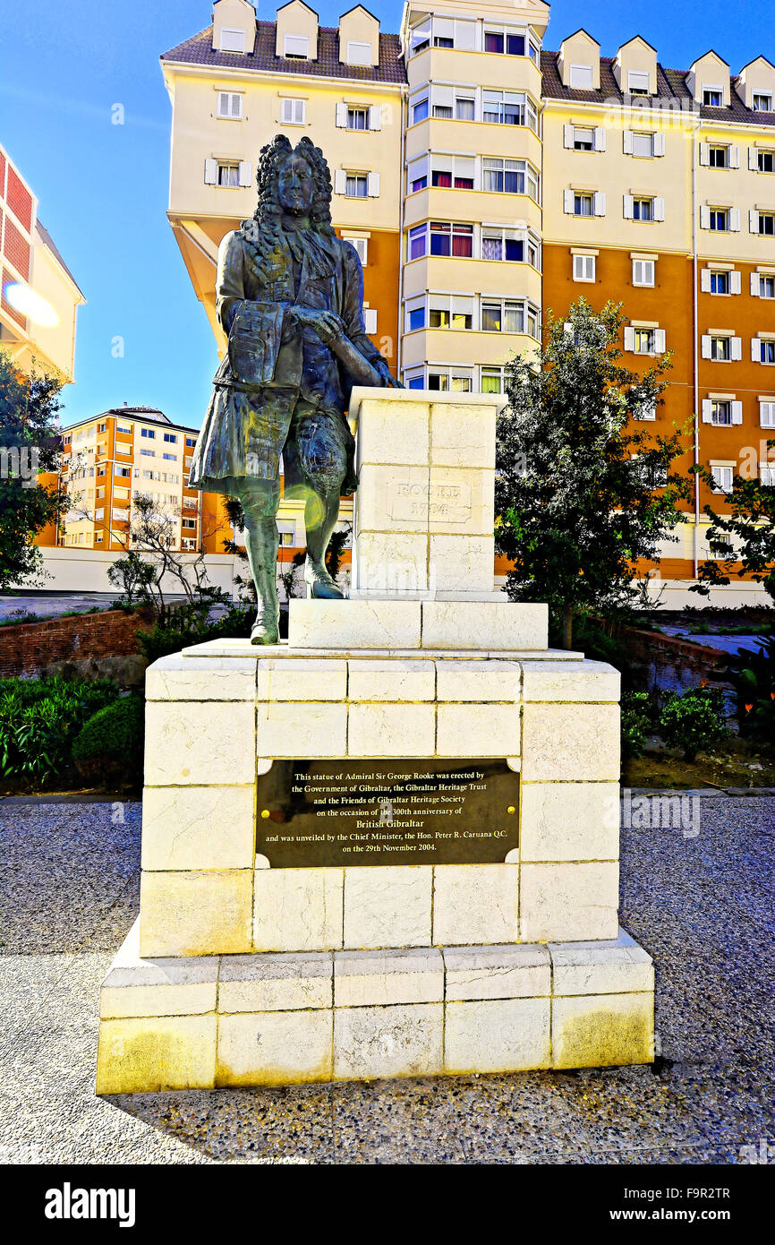 Gibraltar statue of Sir George Rooke 300th anniversary Stock Photo - Alamy