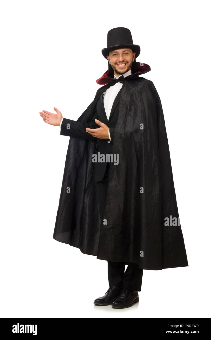 Man magician isolated on white Stock Photo - Alamy