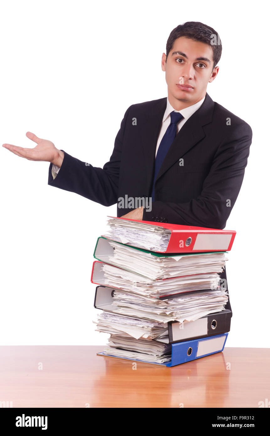 Busy businessman under work stress Stock Photo - Alamy