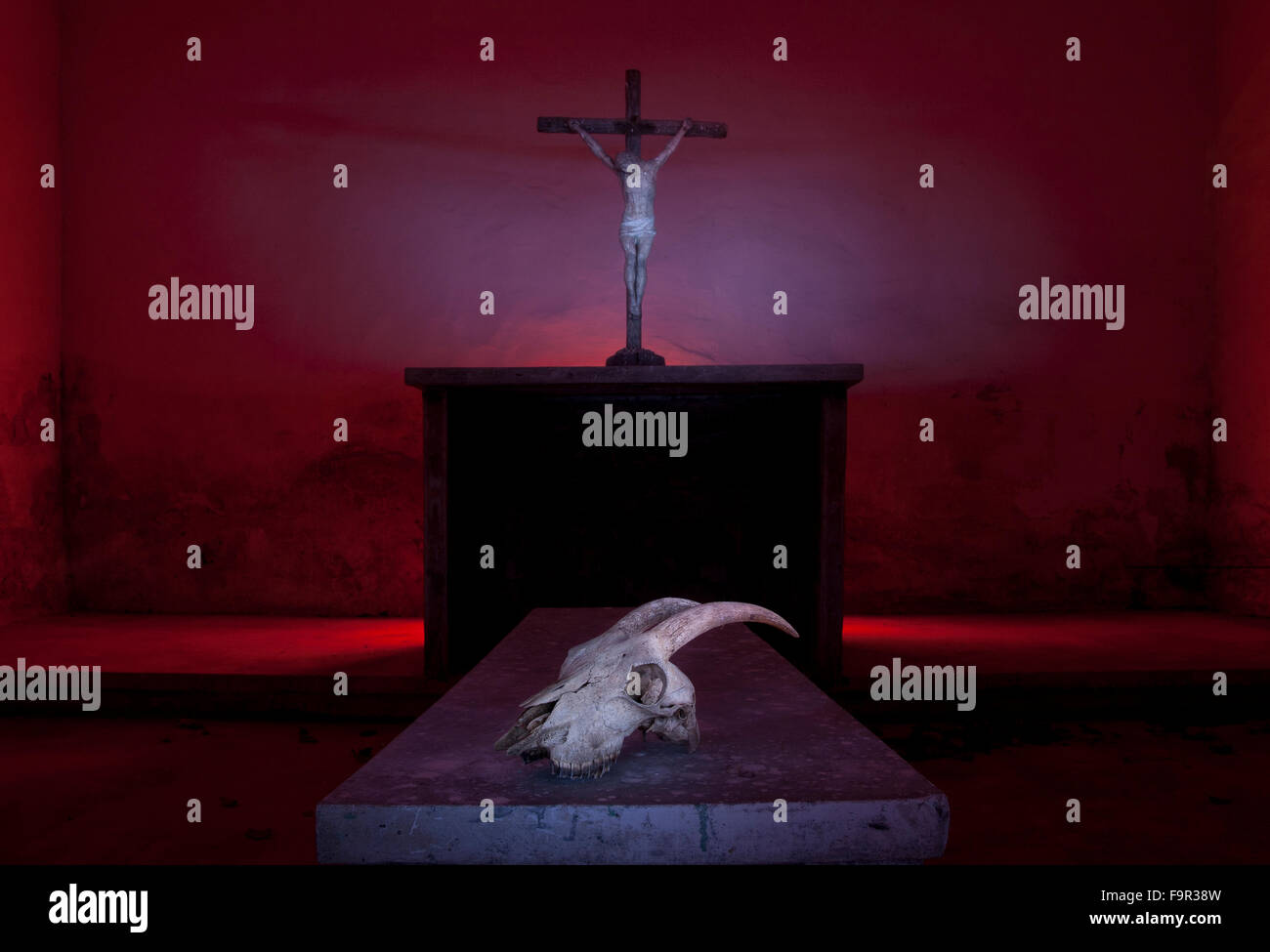 Christ & goat skull Stock Photo - Alamy