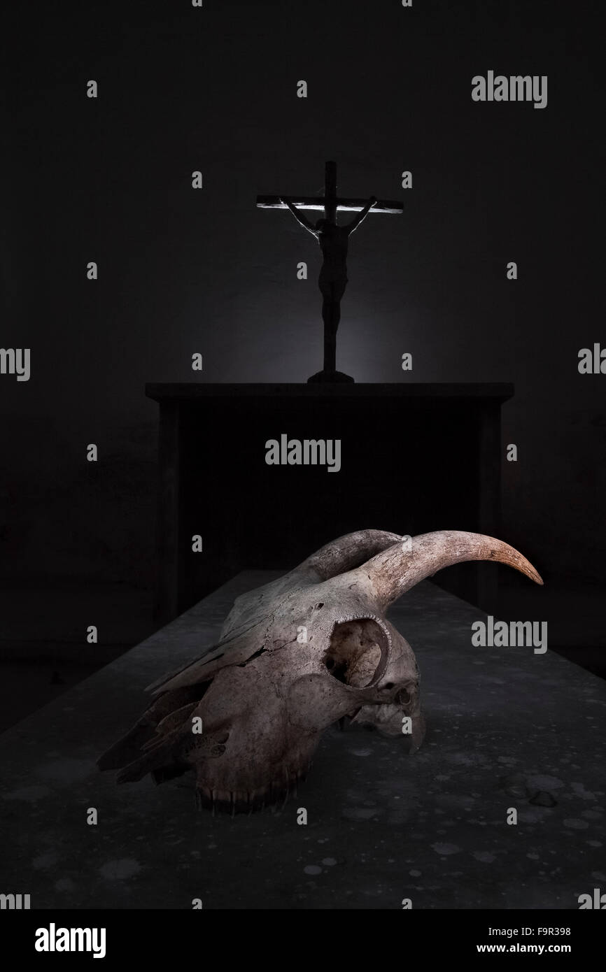 Christ & goat skull Stock Photo - Alamy