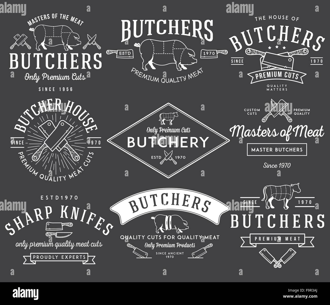 Vector butcher meat badges and labels for any use Stock Vector Image ...