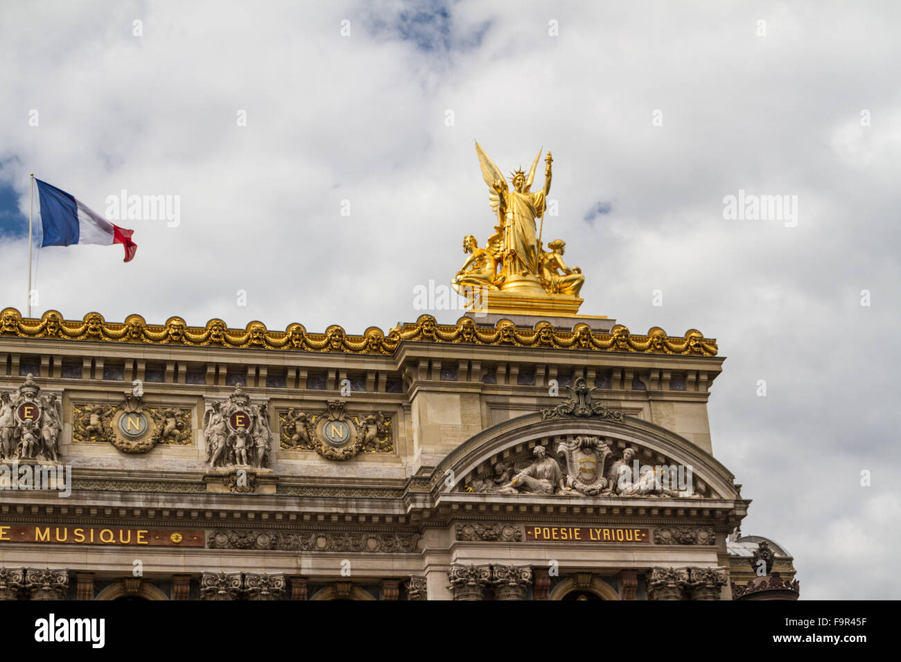 Architectural details of Opera National de Paris: Front Facade. Grand ...