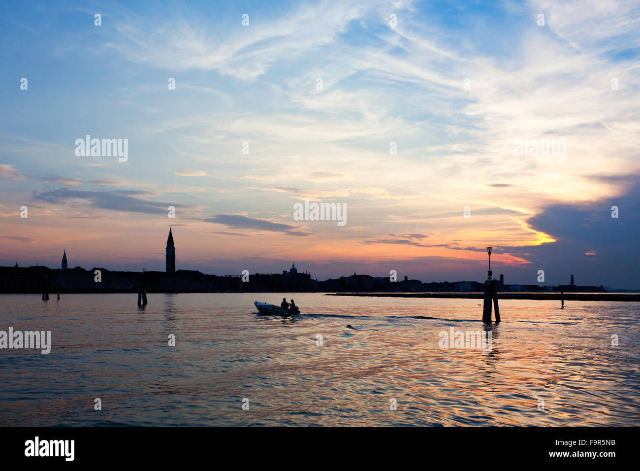 Venice Italy skyline after sunset. Horizontal shot Stock Photo - Alamy