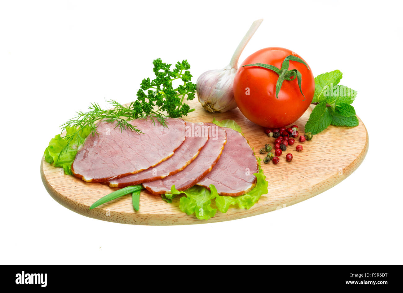 Ripe fresh ham with vegetables Stock Photo - Alamy