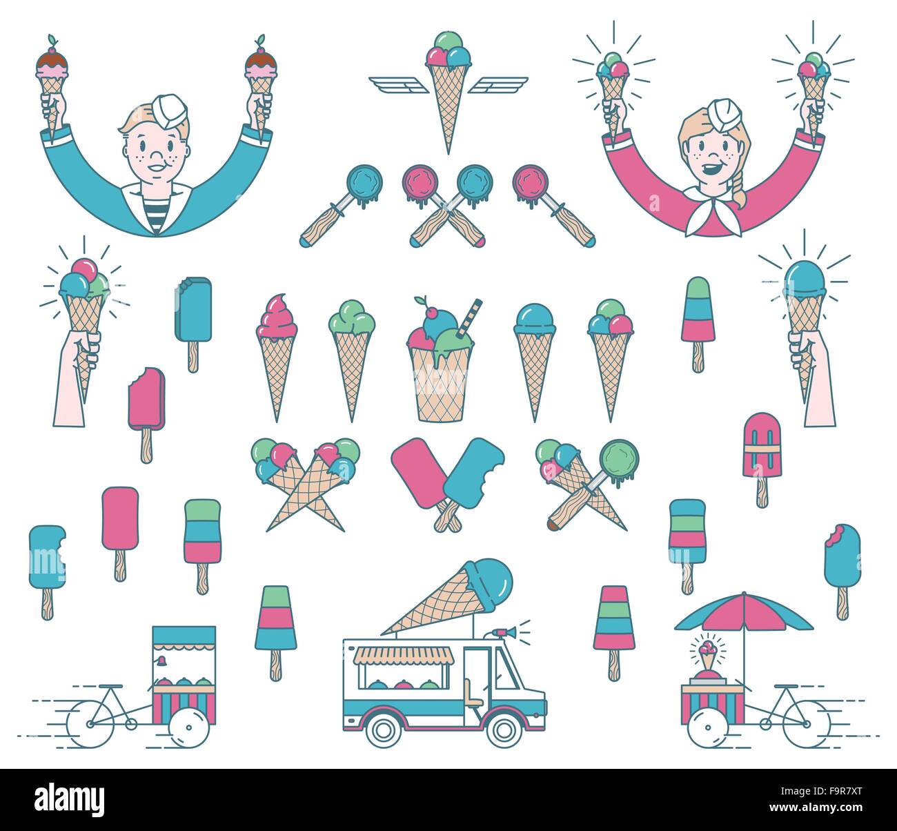 Vector ice cream bundle with signs and icons for any use Stock Vector ...