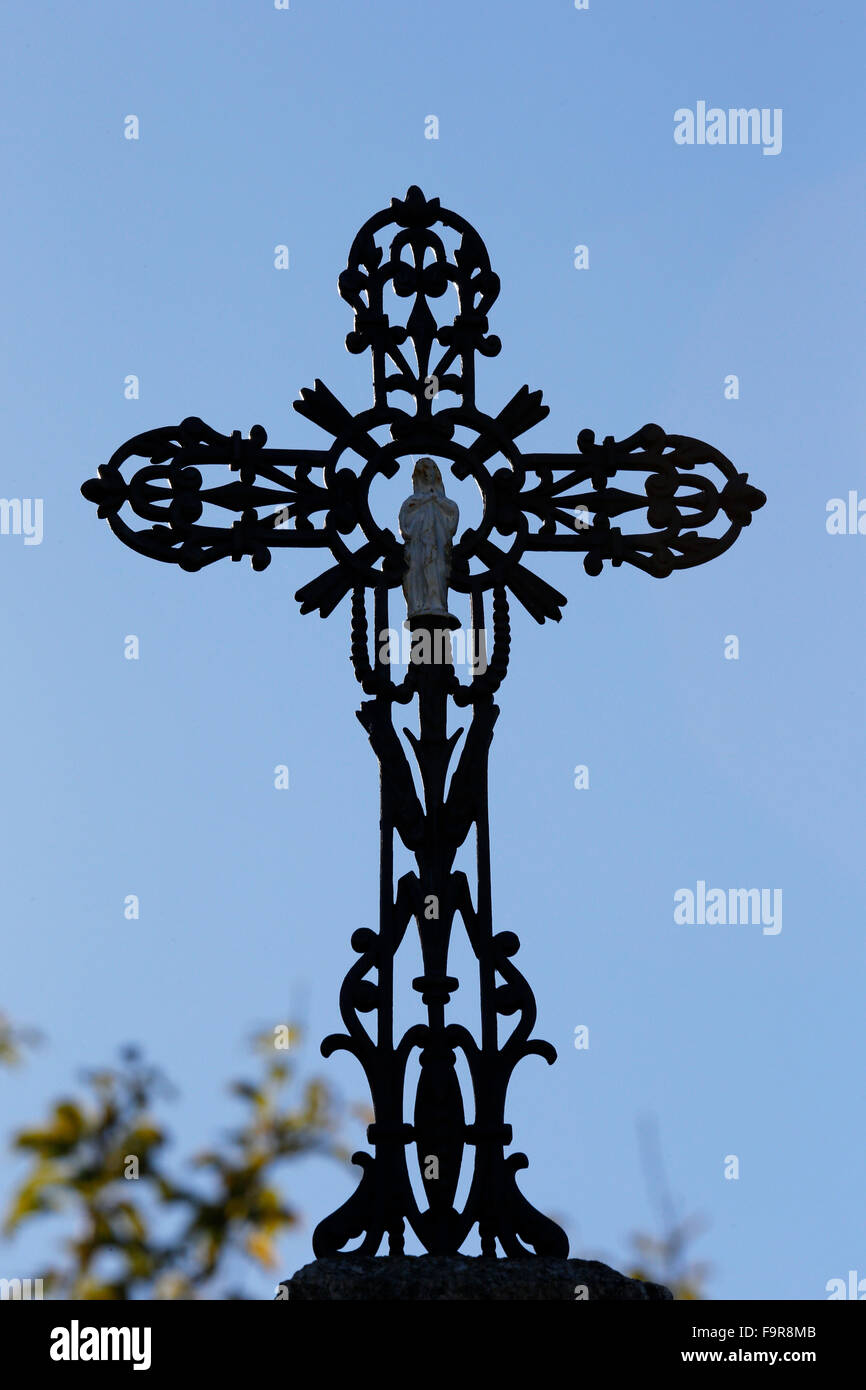Catholic cross with Virgin Mary Stock Photo - Alamy